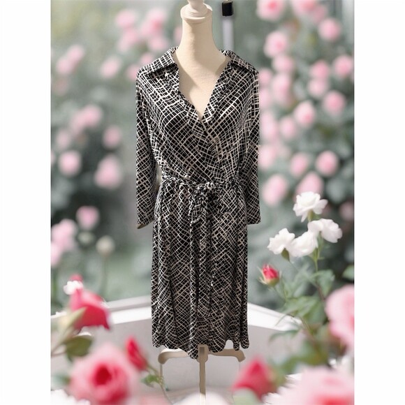 George | Dresses | George Wrap Dress Womens Xl 618 Black White ...